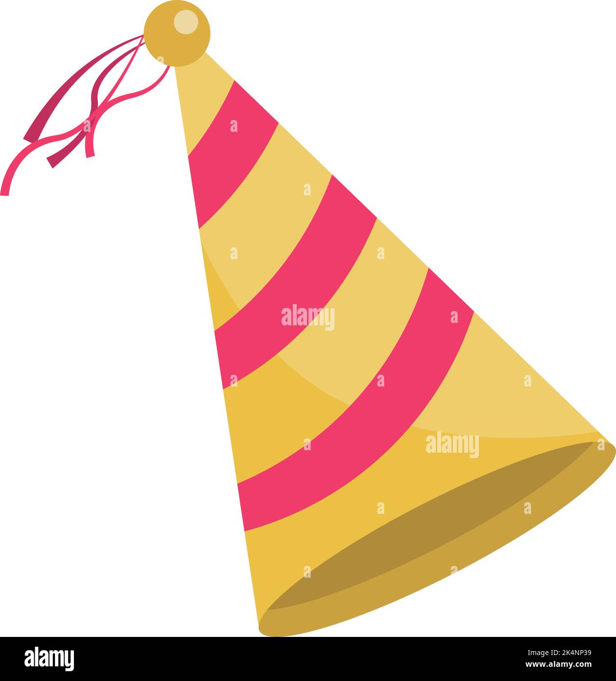 Yellow and pink party hat, illustration, vector on a white background ...