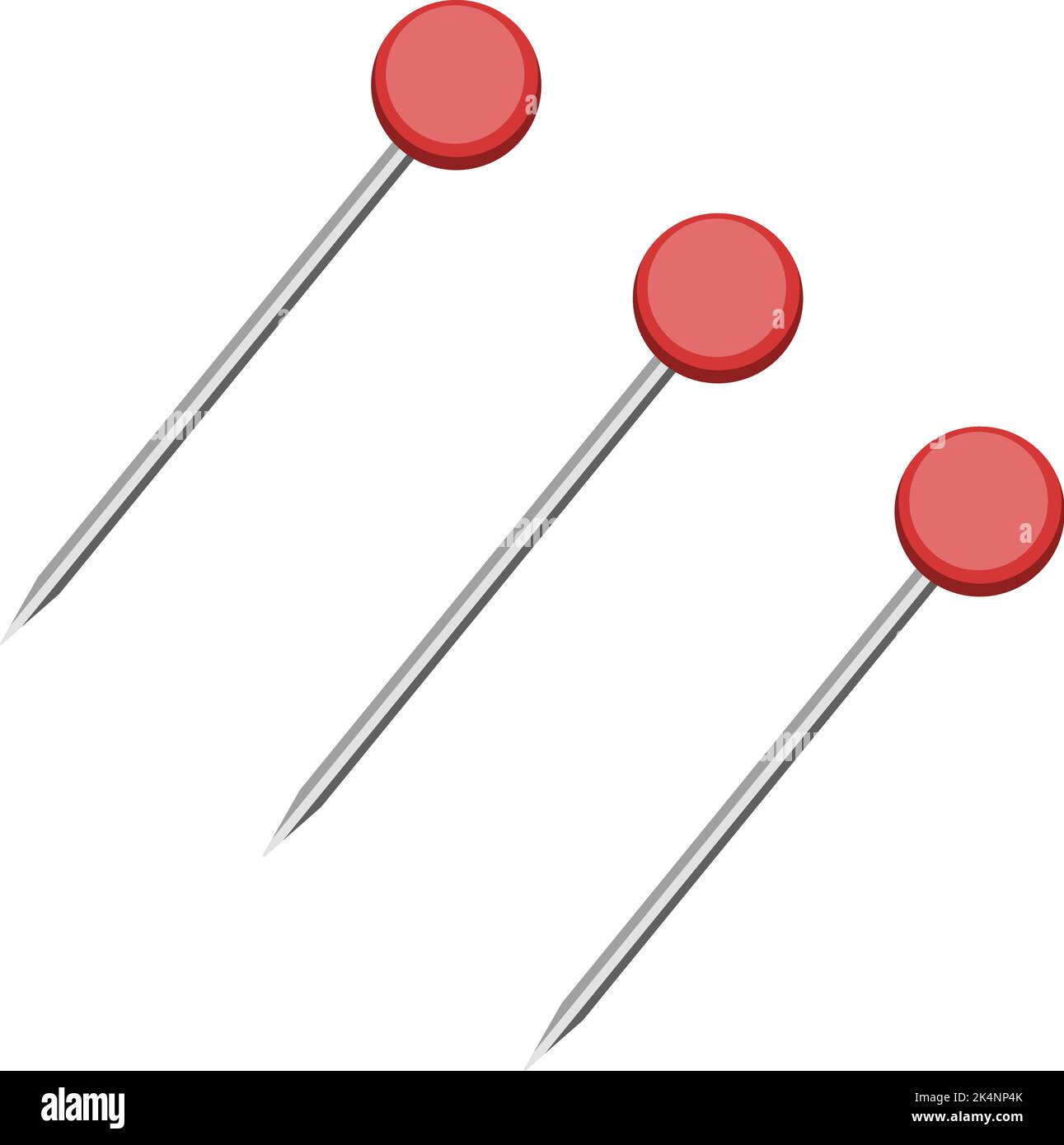 Red pins, illustration, vector on a white background Stock Vector Image ...