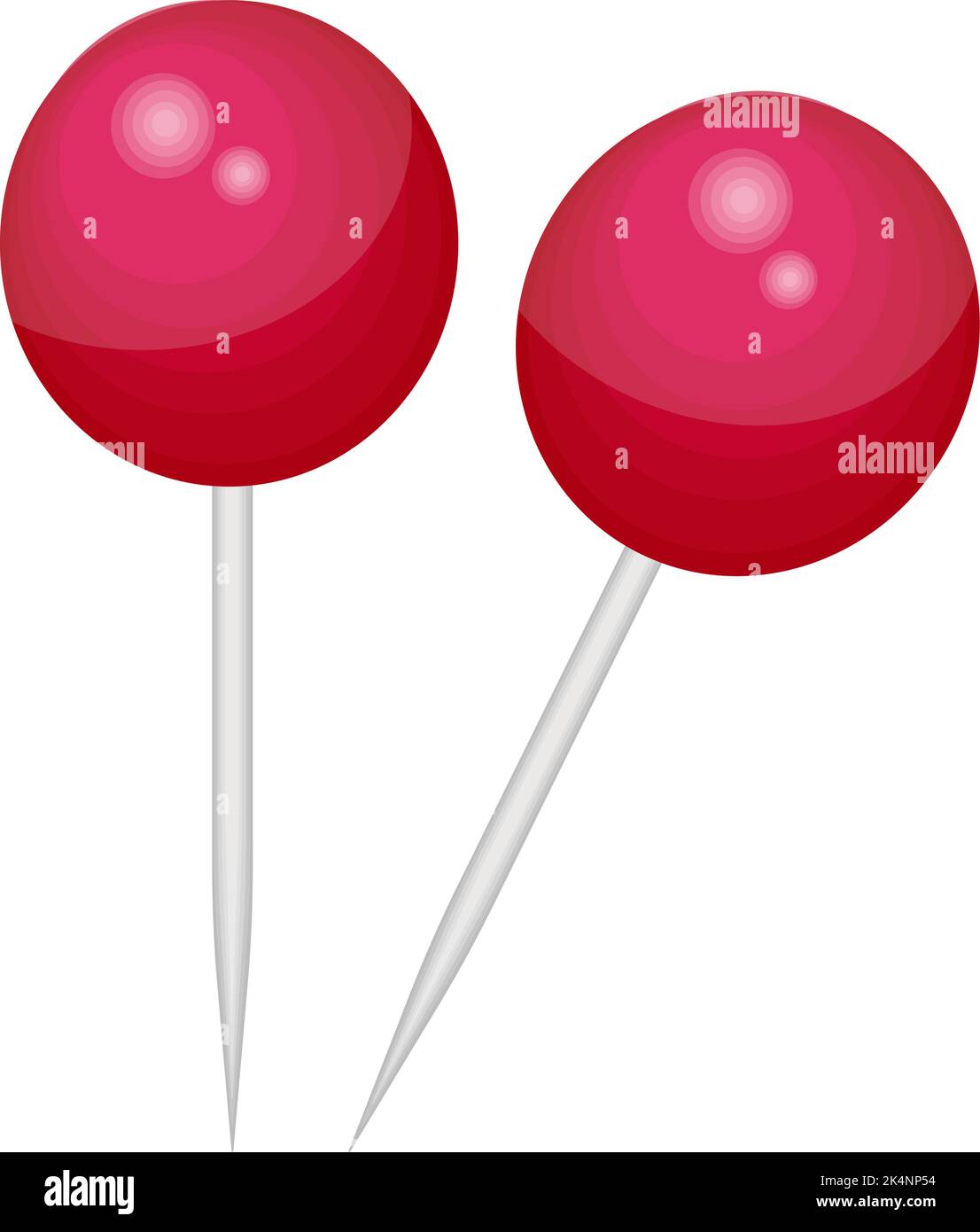 Red pins, illustration, vector on a white background Stock Vector Image ...