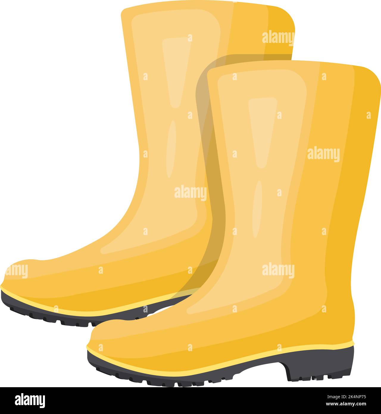 Yellow rubber boots, illustration, vector on a white background Stock ...