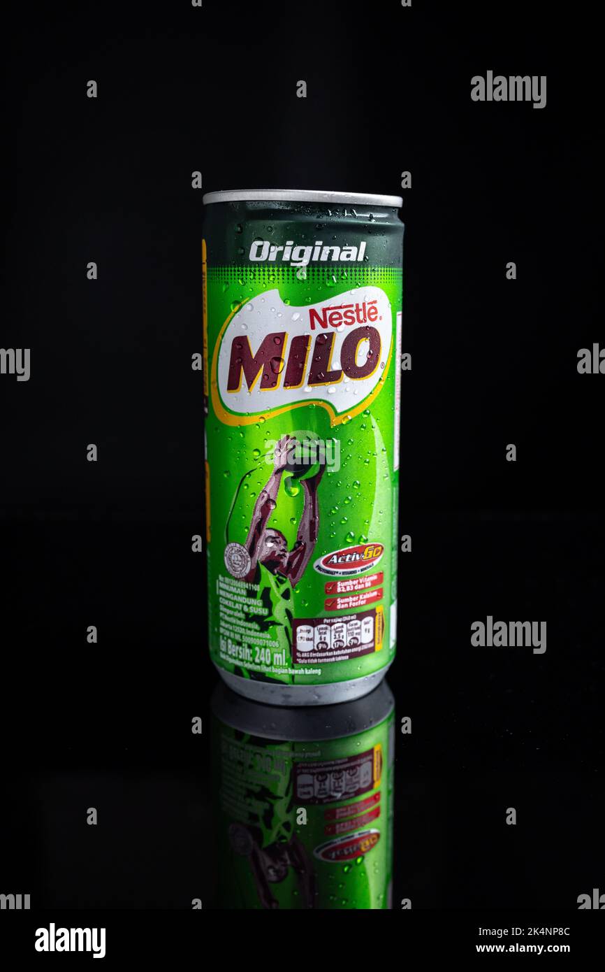 A vertical shot of the Nestle Milo Energy Drink isolated on white ...