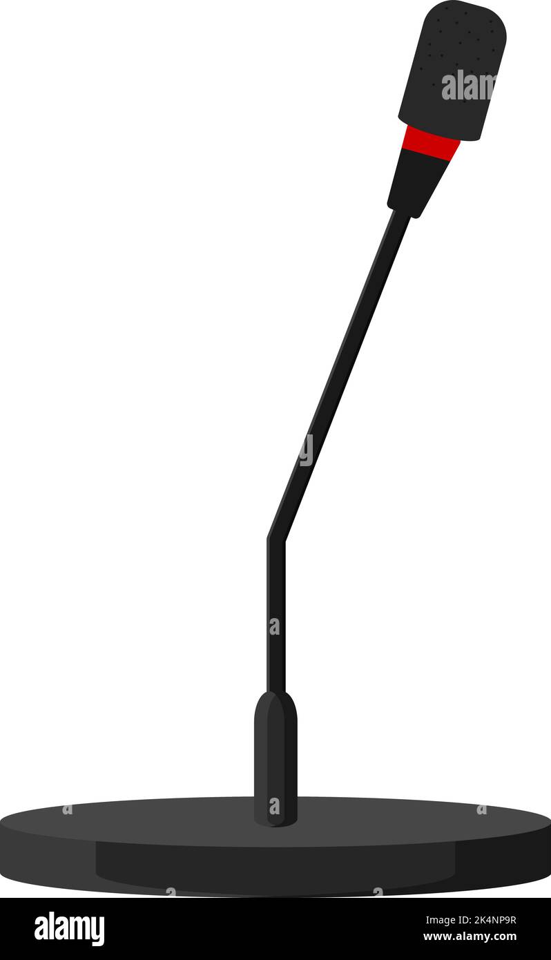 Press conference microphone, illustration, vector on a white background ...