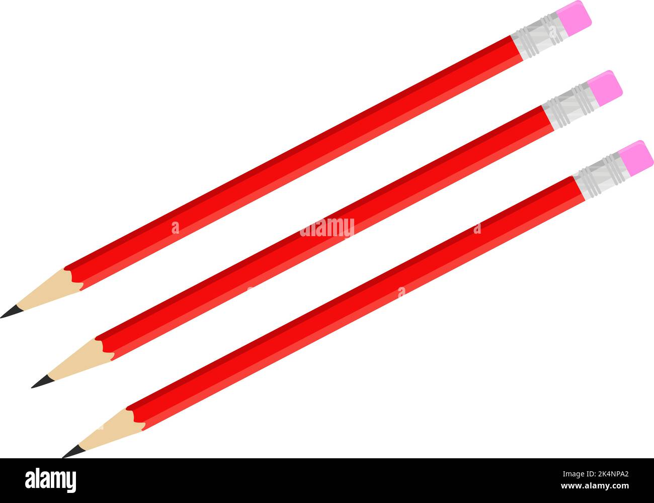 Red pens, illustration, vector on a white background Stock Vector Image ...