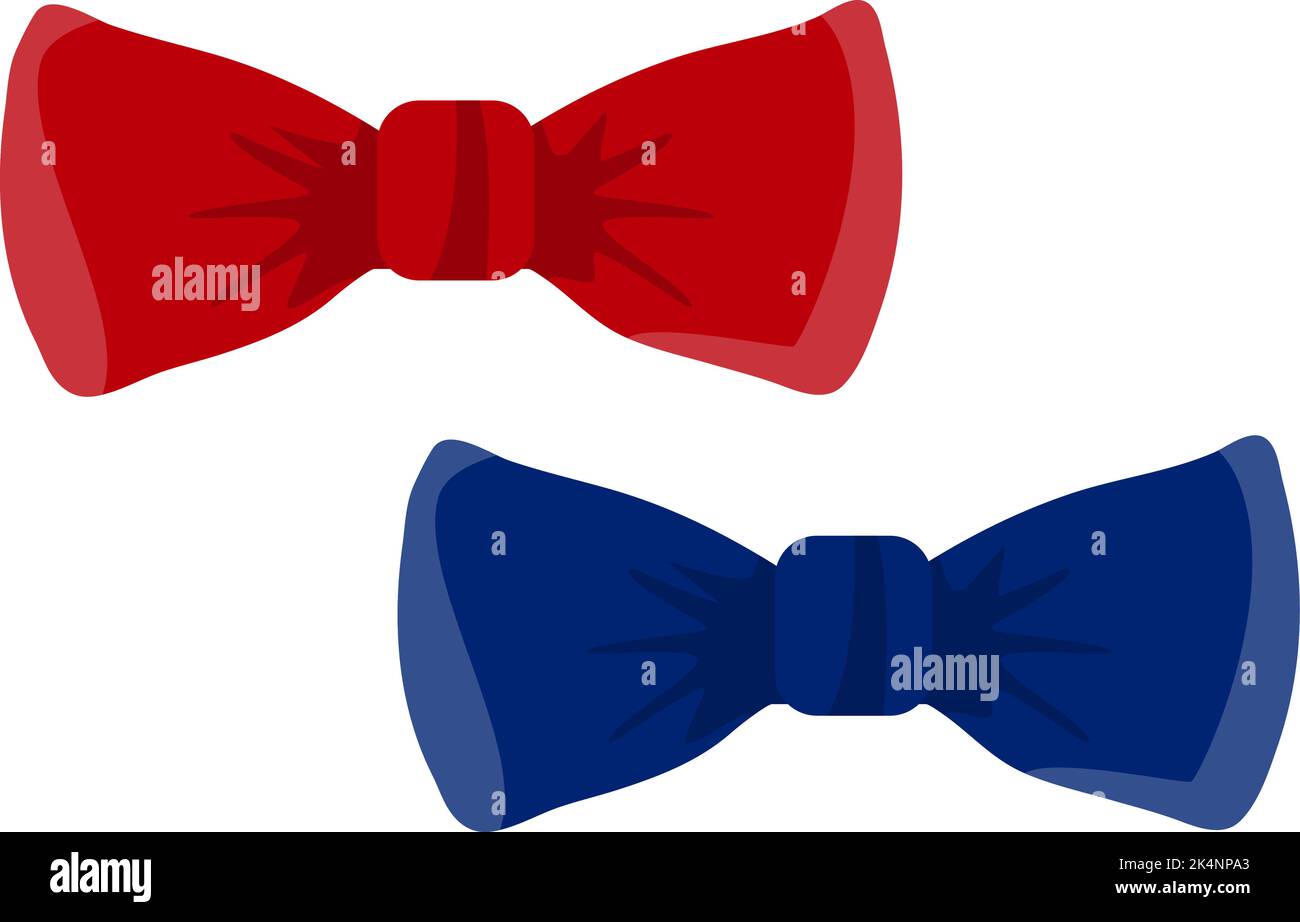 Blue and red bow tie, illustration, vector on a white background Stock ...
