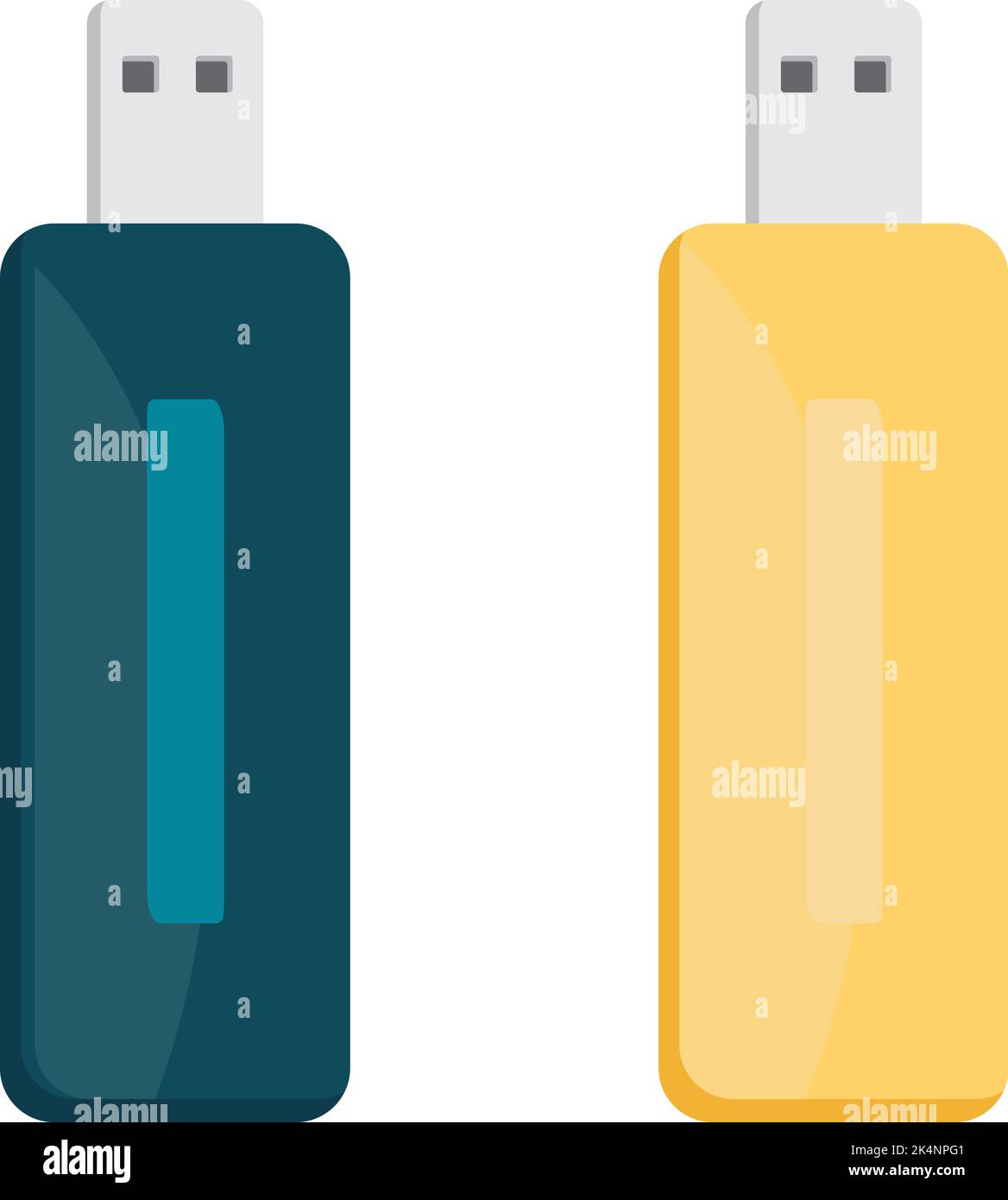 Blue and yellow usb, illustration, vector on a white background Stock ...