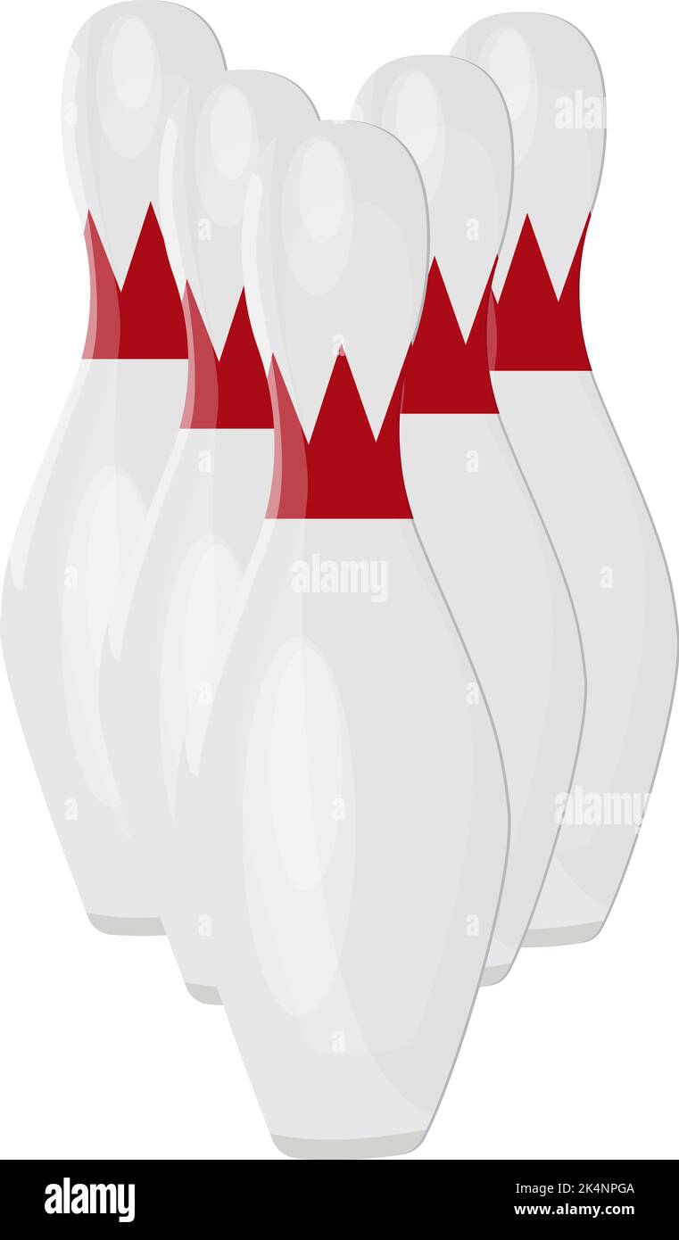 White bowling pins, illustration, vector on a white background Stock ...
