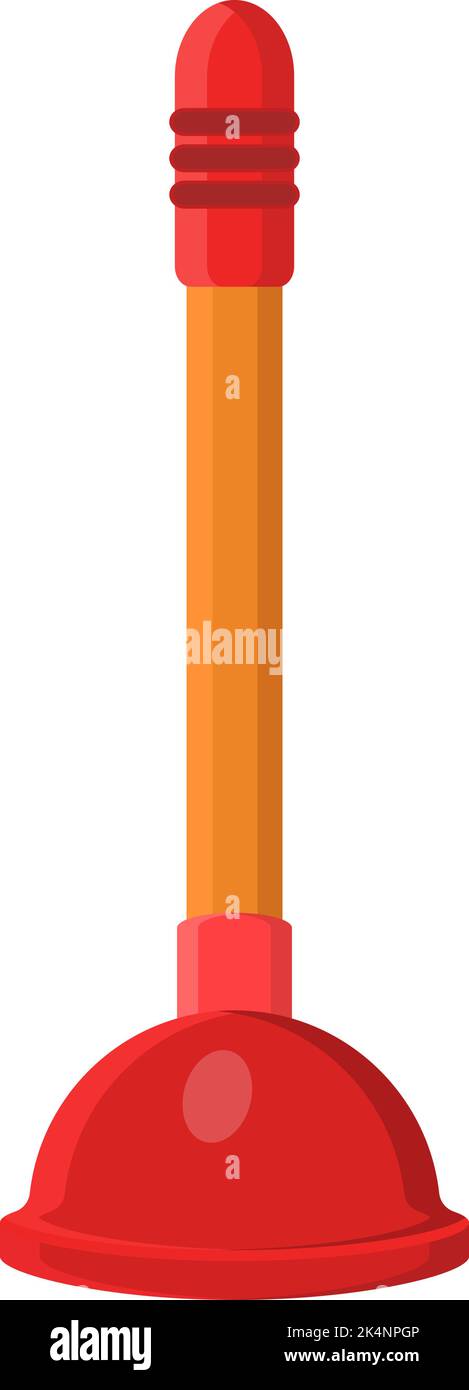 Red rubber plunger, illustration, vector on a white background Stock ...