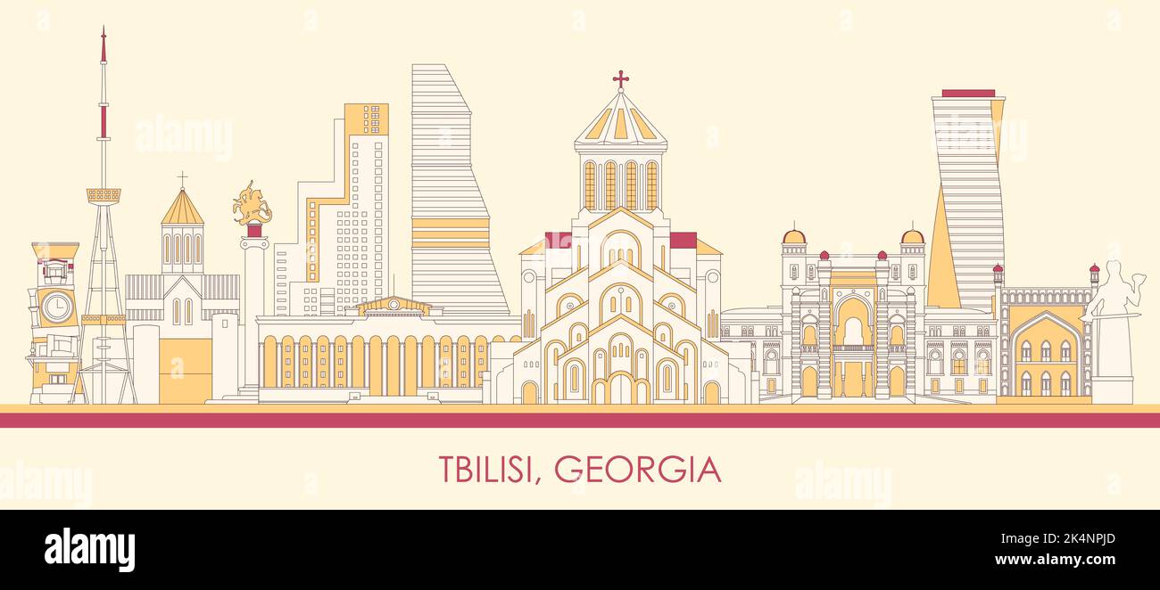 Cartoon Skyline panorama of city of Tbilisi, Georgia - vector ...