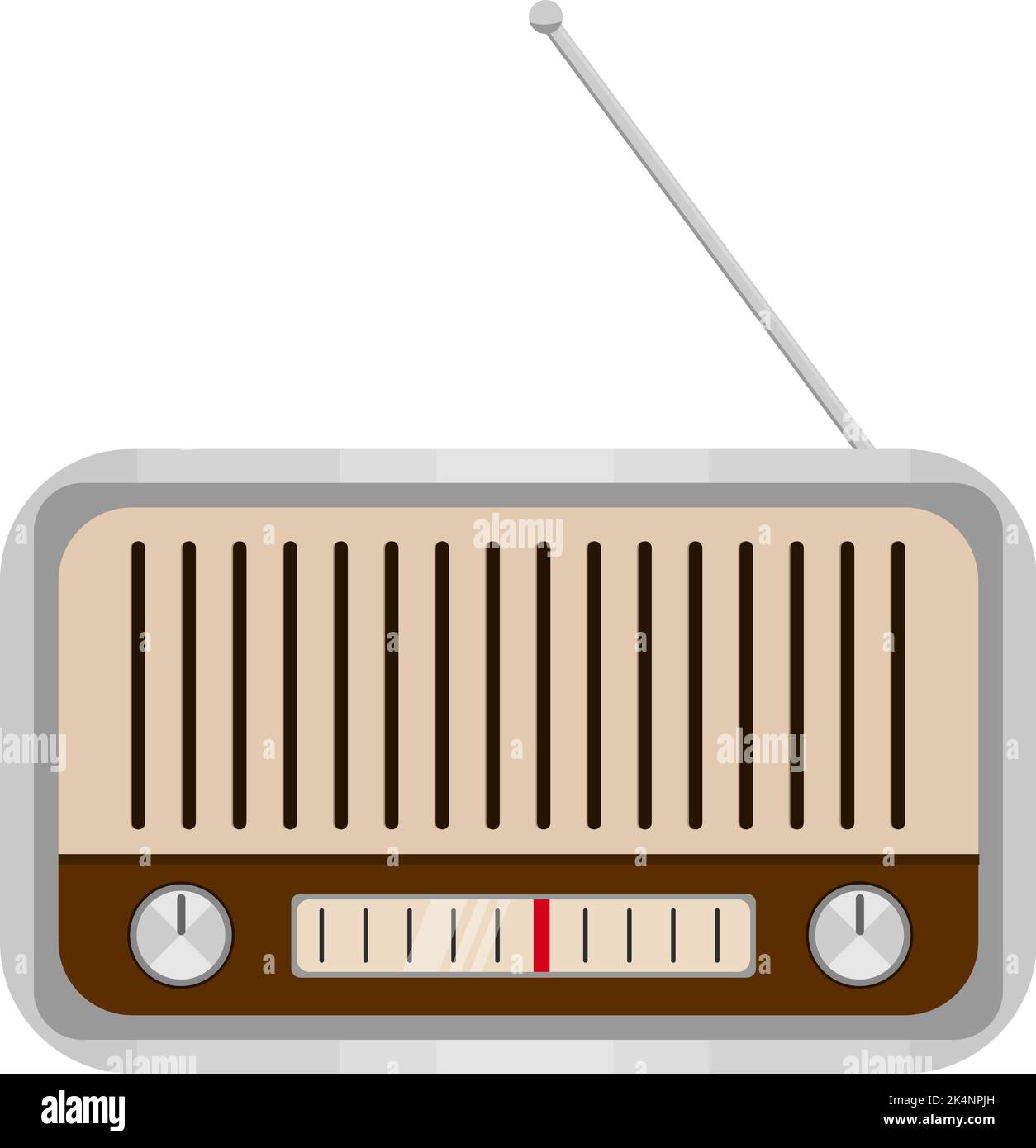 Vintage radio device, illustration, vector on a white background Stock ...