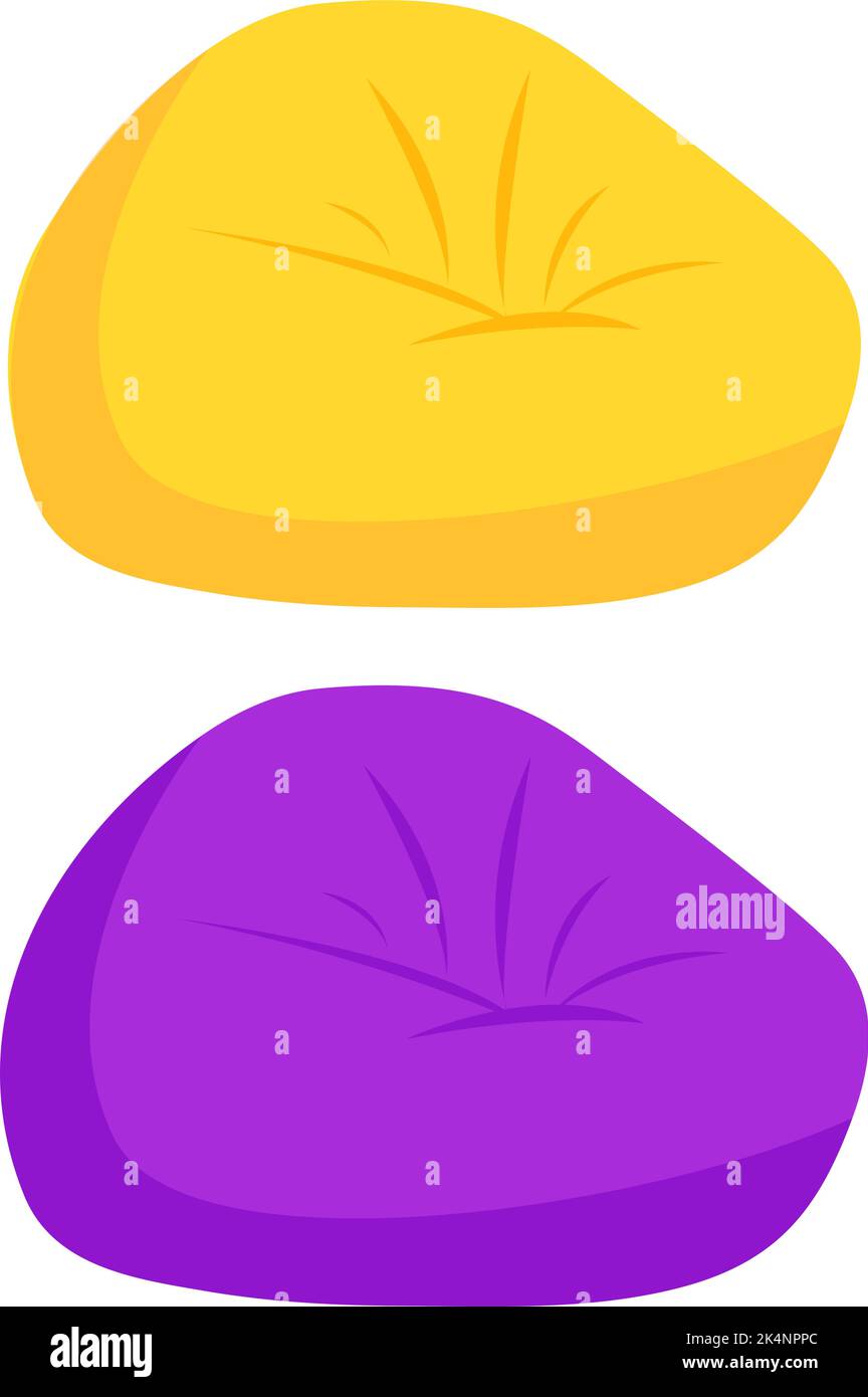 Yellow and purple lazy bags, illustration, vector on a white background ...