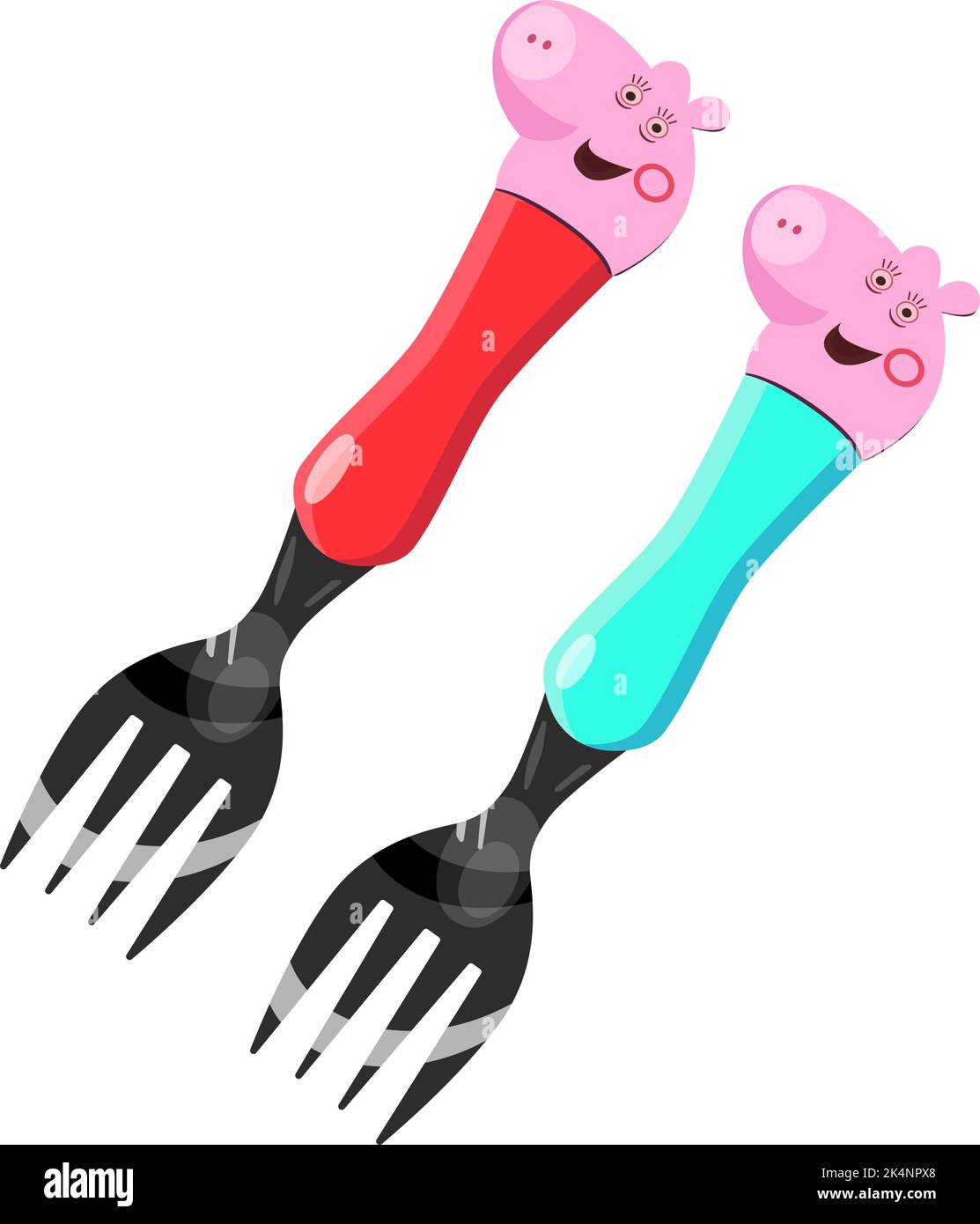 Peppa Pig spoons, illustration, vector on a white background Stock ...