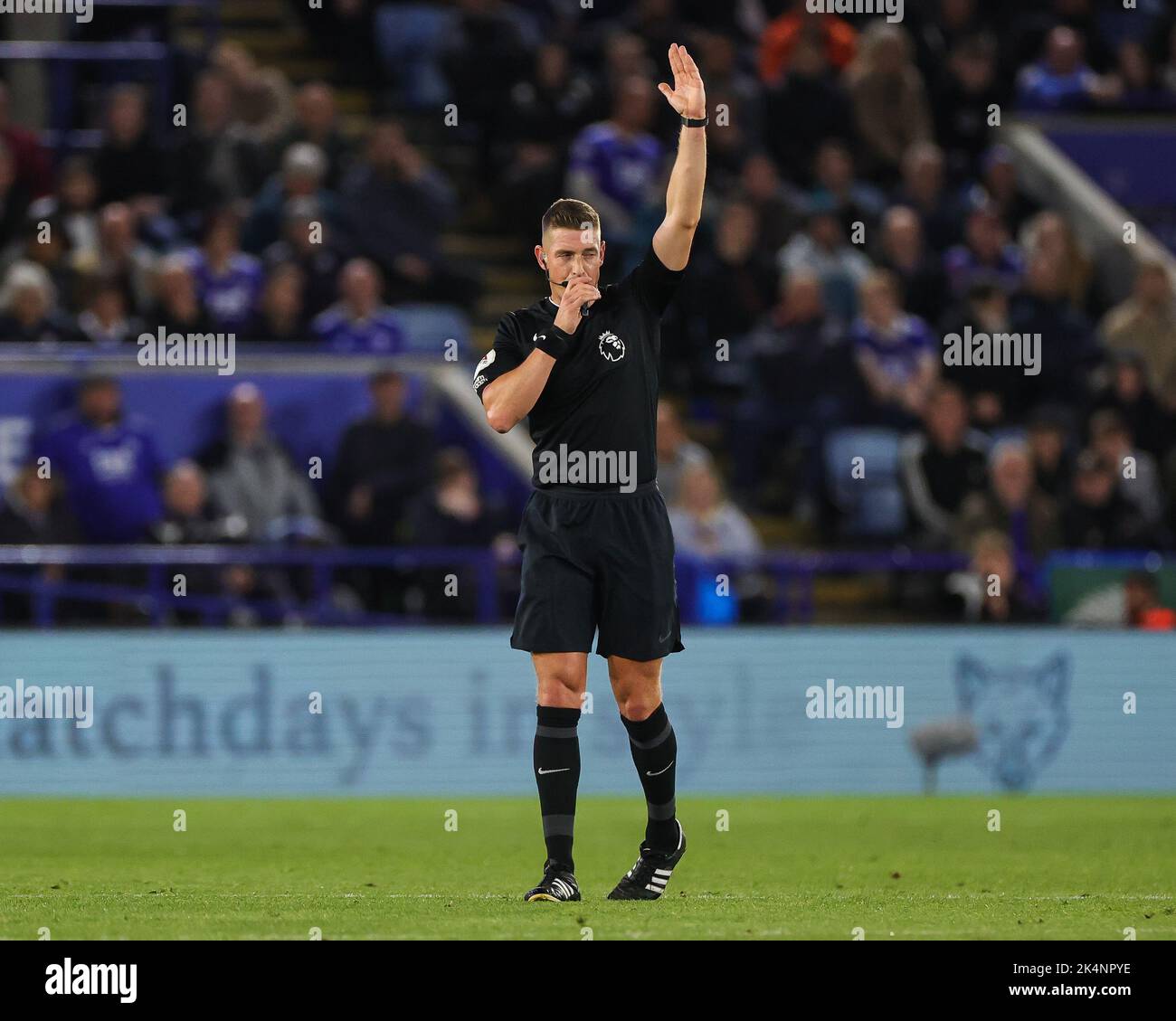 Referee Robert Jones during the Premier League match Leicester City vs ...