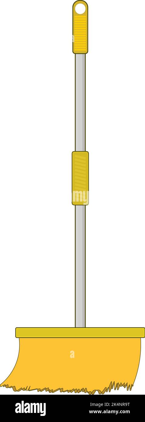 Yellow broom, illustration, vector on a white background Stock Vector ...