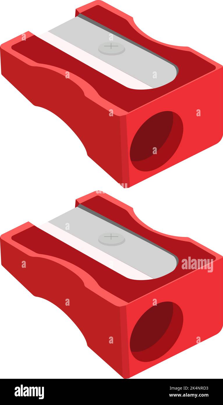 Red pencil sharpener, illustration, vector on a white background Stock ...