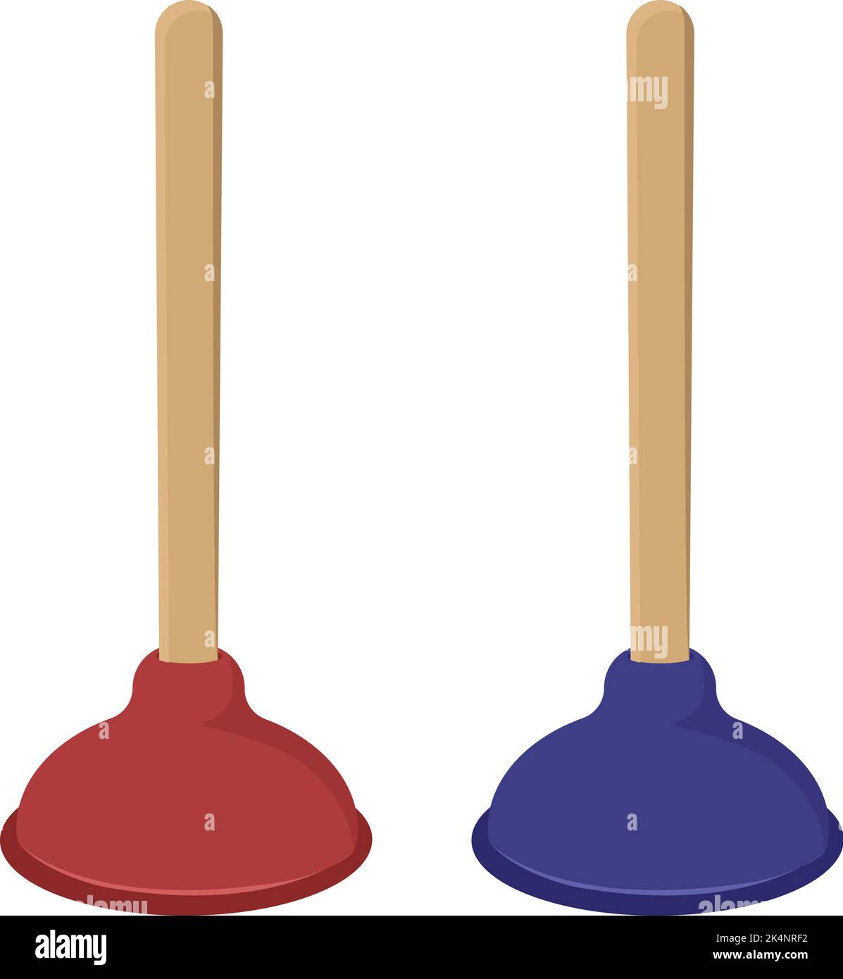 Red and blue plungers, illustration, vector on a white background Stock ...