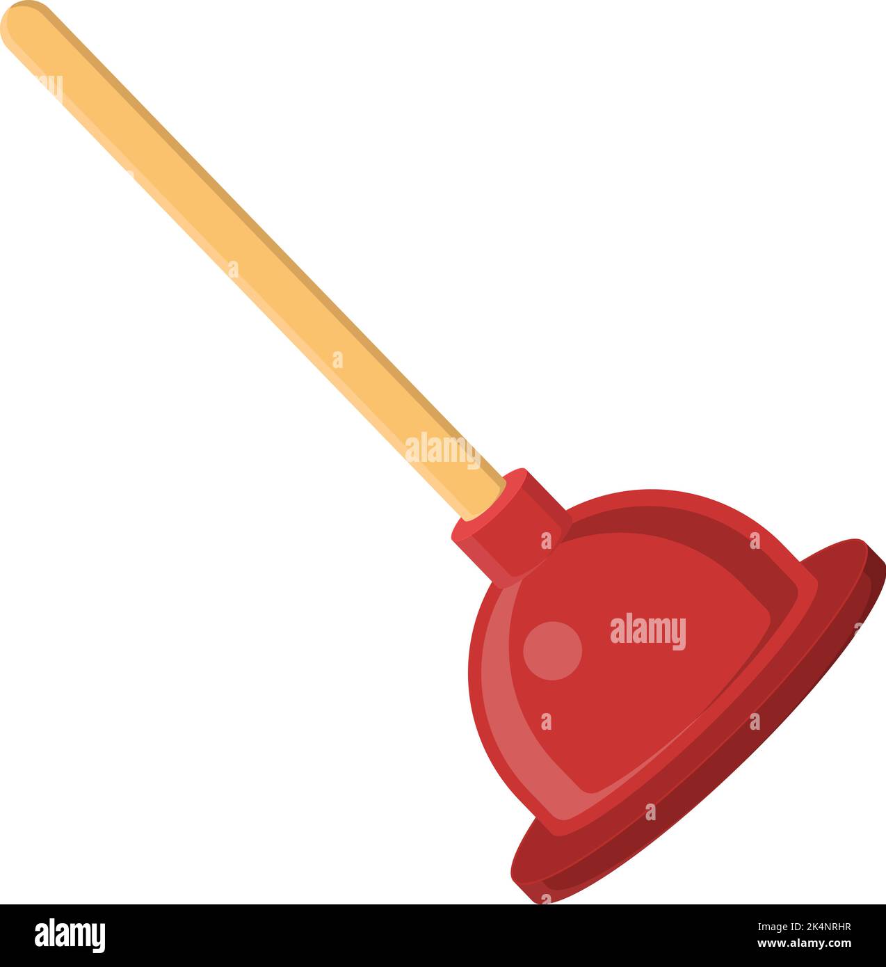 Red toilet plunger, illustration, vector on a white background Stock ...