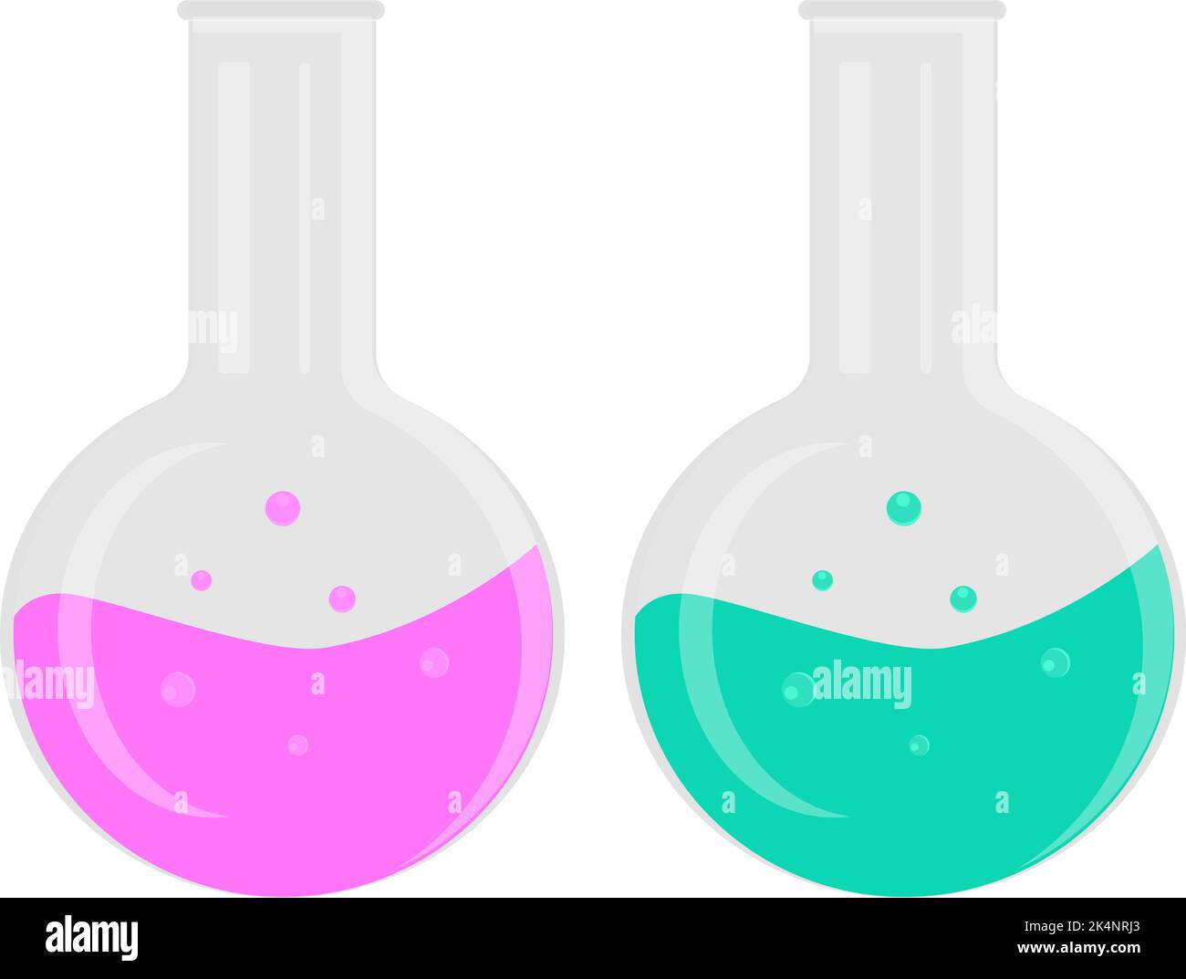 Pink and green potion bottle, illustration, vector on a white ...