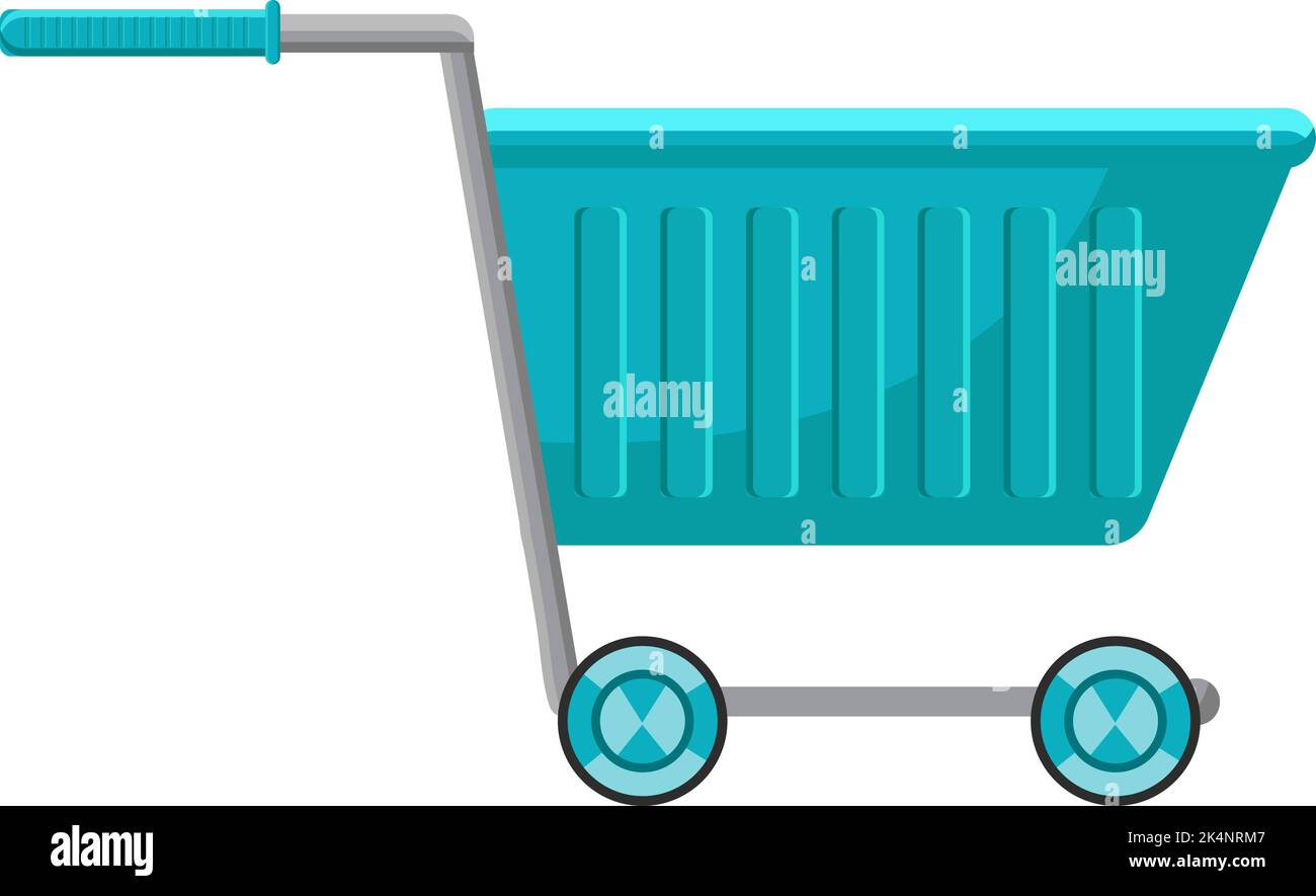 Blue cart, illustration, vector on a white background Stock Vector ...