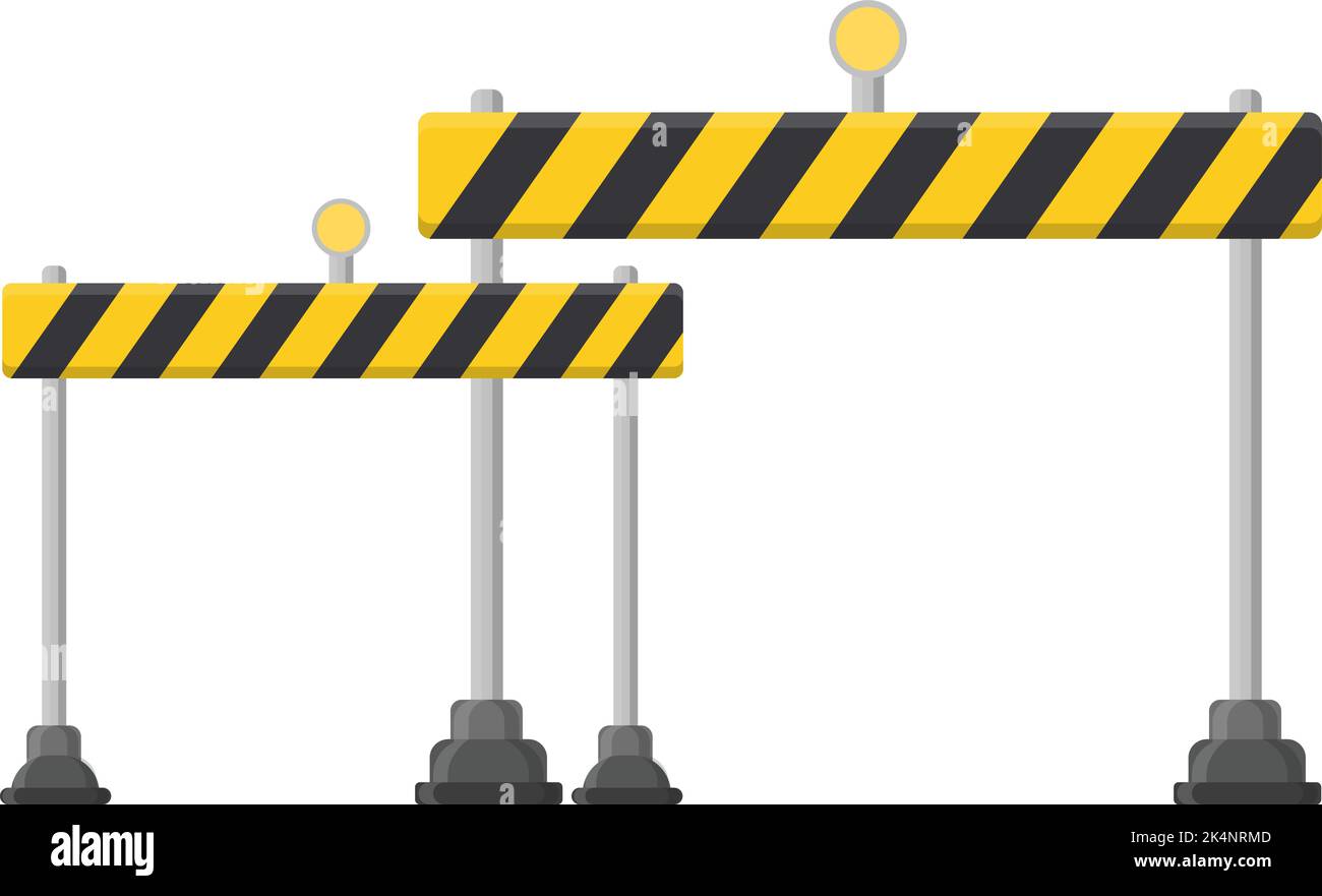 Yellow road barriers, illustration, vector on a white background Stock ...
