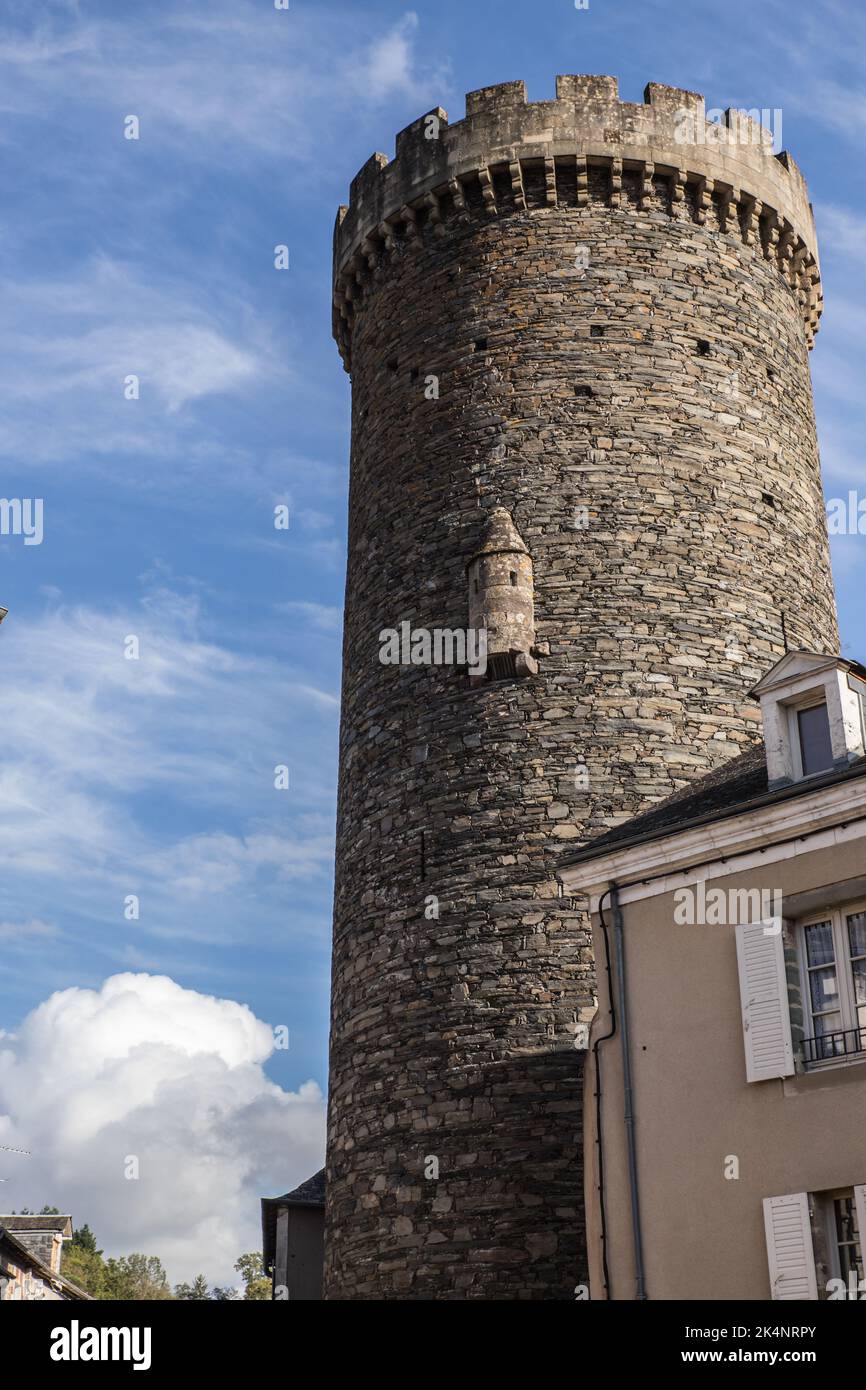 View of medieval Cesar tower made from slate in the middle of the ...