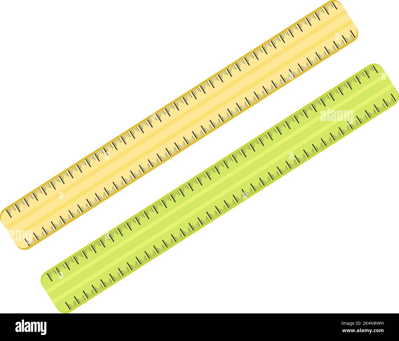 Two long rulers, illustration, vector on a white background Stock ...