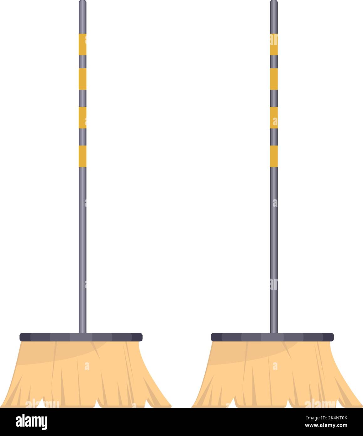 Two brooms, illustration, vector on a white background Stock Vector ...
