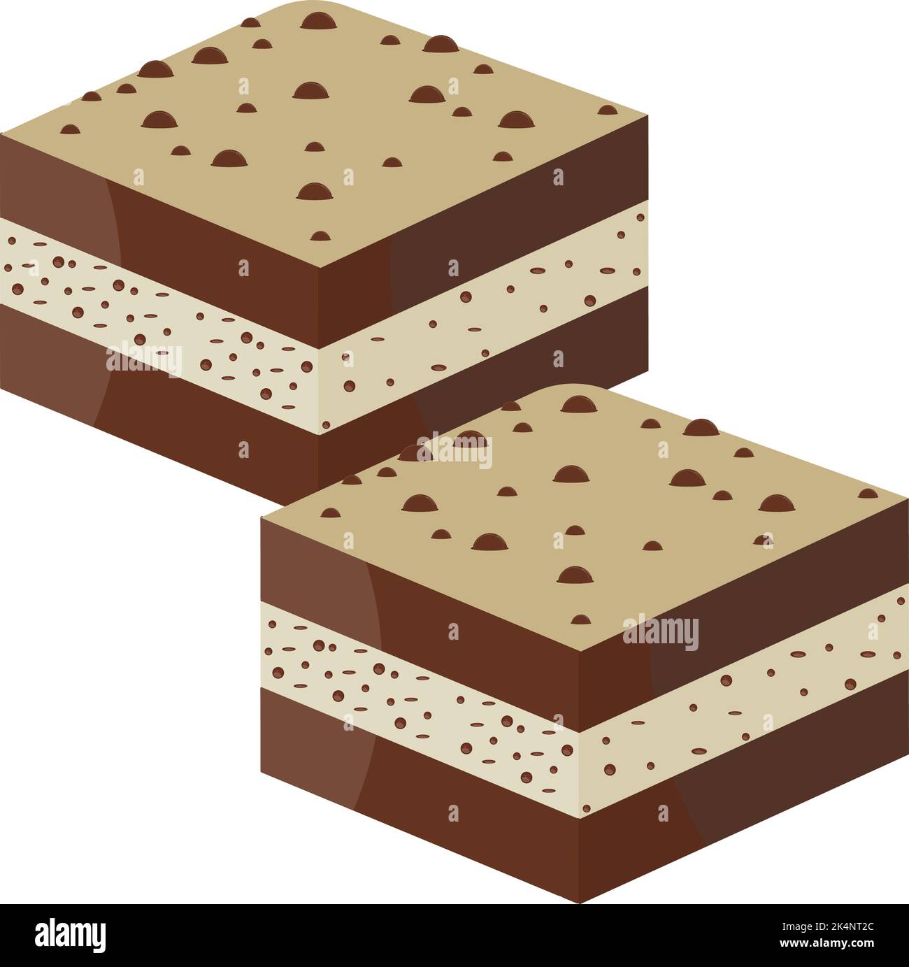 Chocolate brownie, illustration, vector on a white background Stock ...