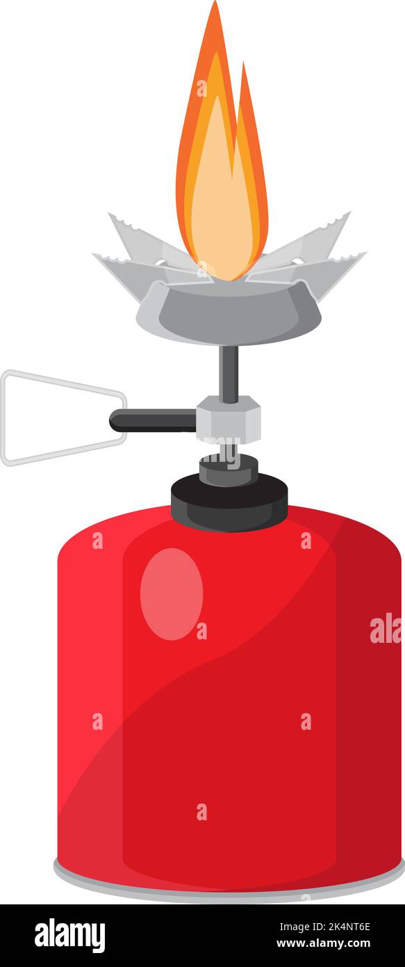 Red portable burner, illustration, vector on a white background Stock ...