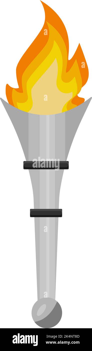 Silver burning torch, illustration, vector on a white background Stock ...