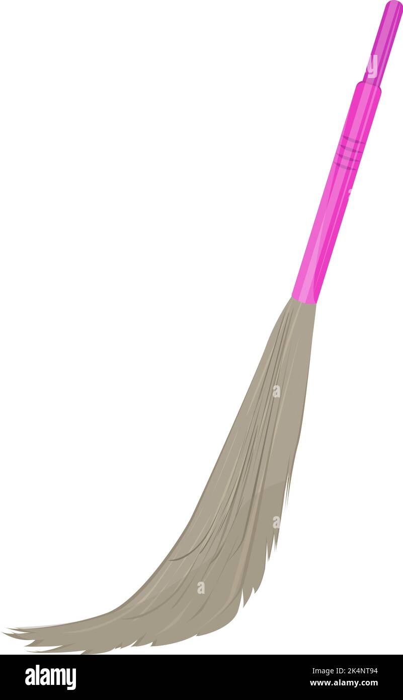 Pink broom, illustration, vector on a white background Stock Vector ...