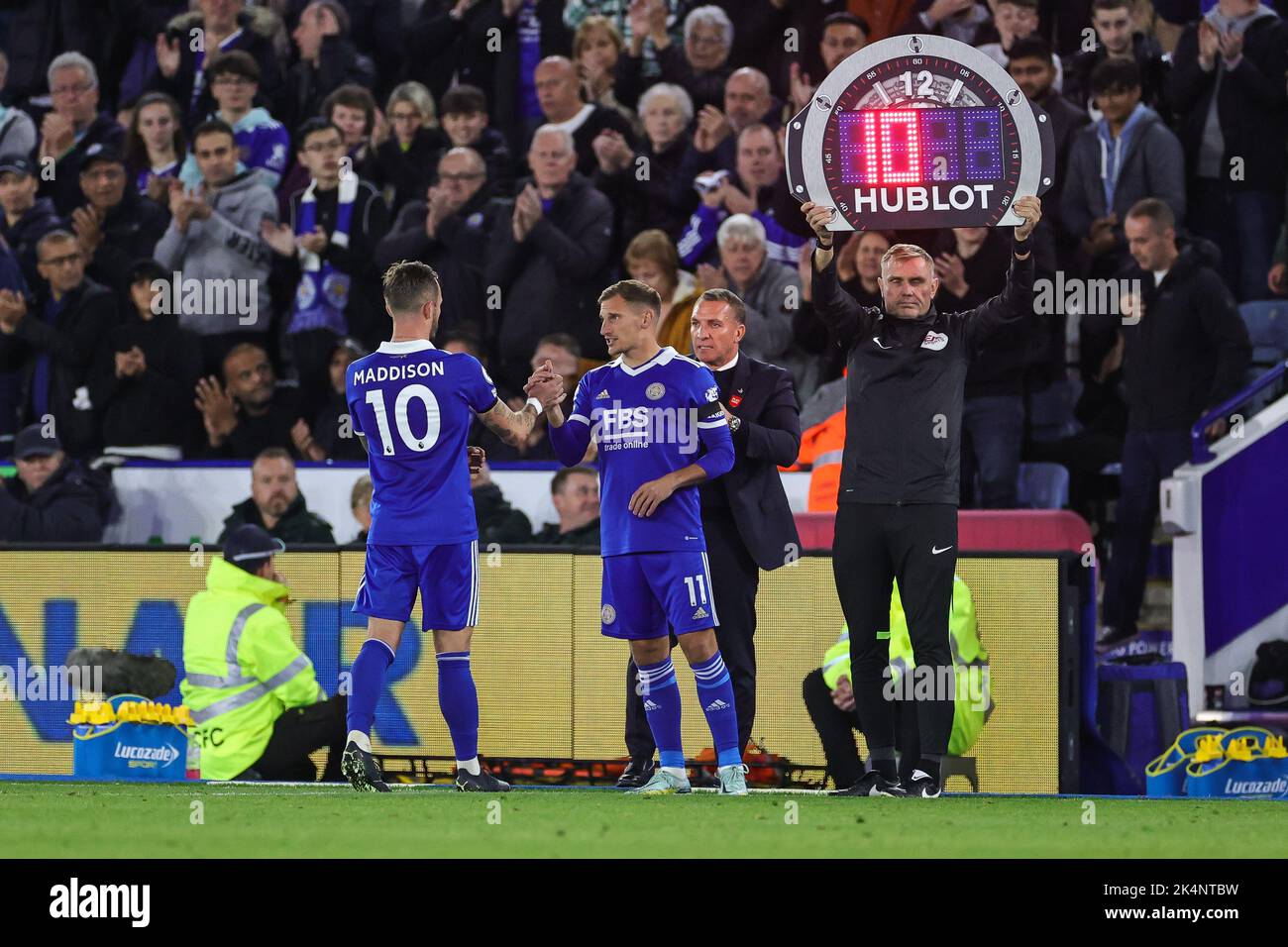 Marc Albrighton #11 comes on for James Maddison #10 of Leicester City ...
