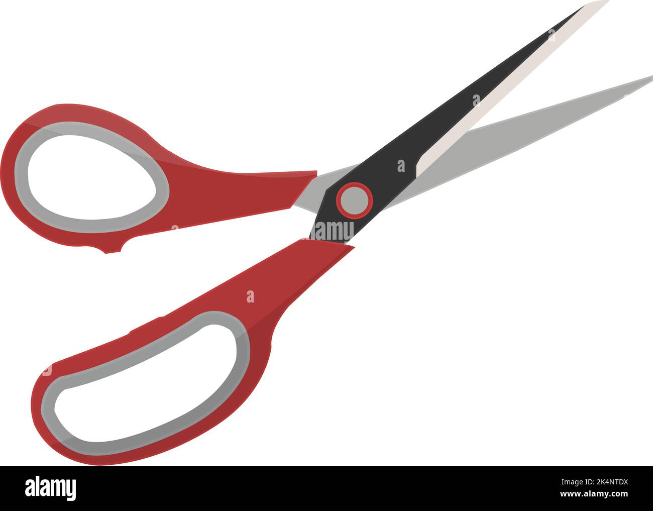 Red school scissors, illustration, vector on a white background Stock ...