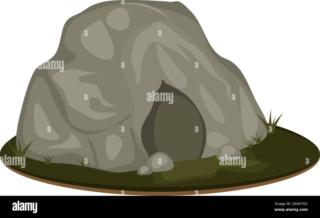 Rock cave, illustration, vector on a white background Stock Vector ...