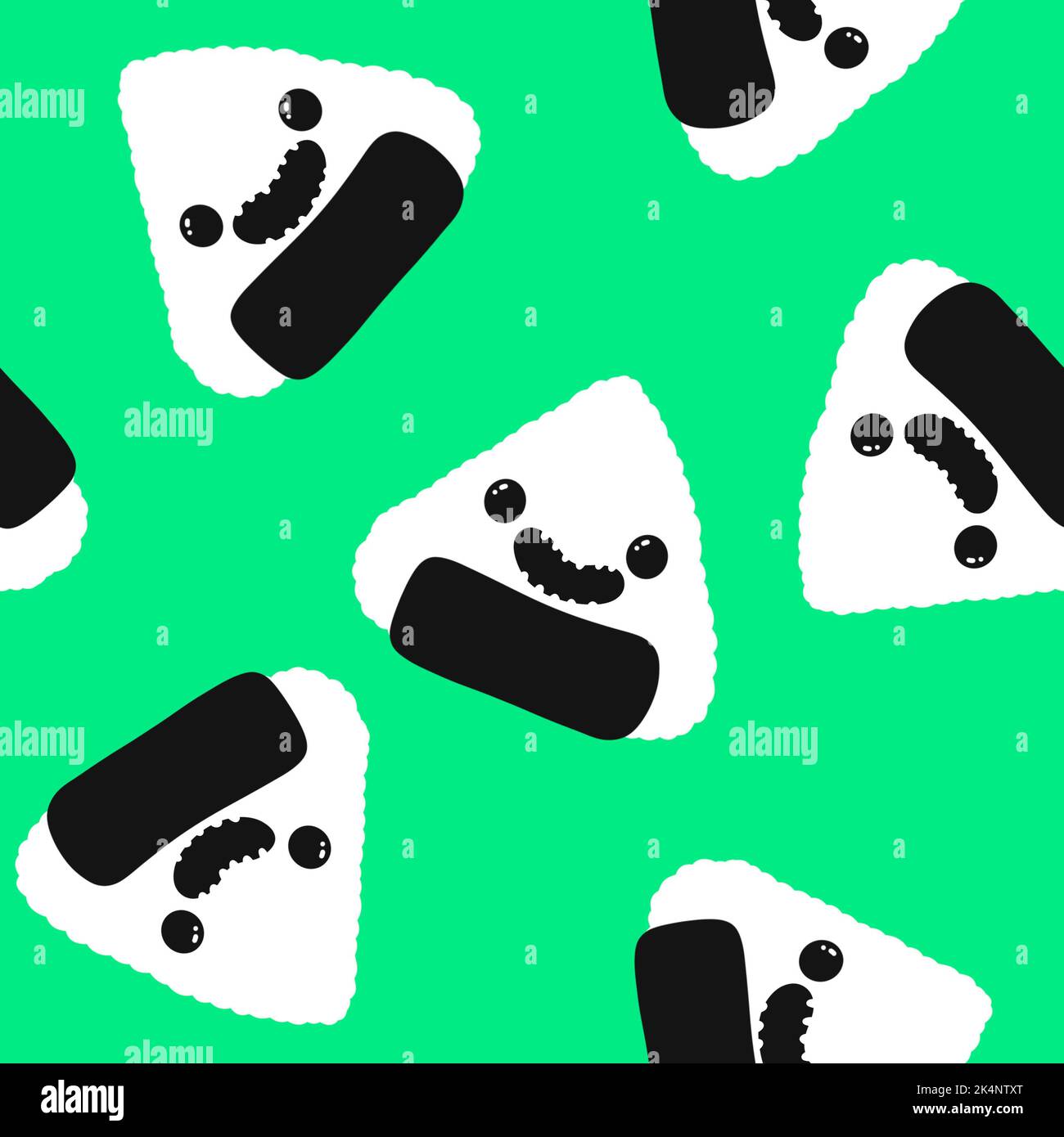 Japanese food onigiri seamless cartoon kawaii rice ball pattern for ...