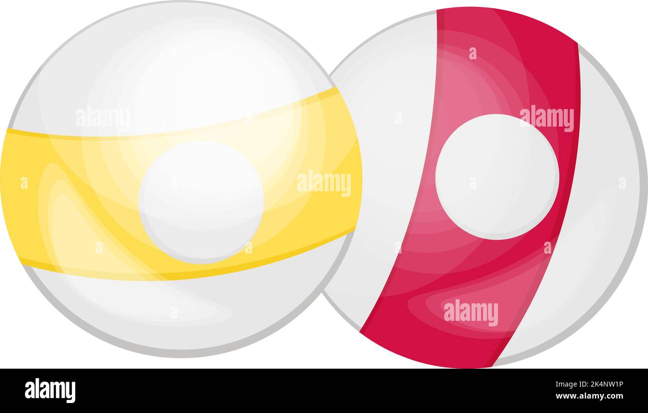 Yellow and red pool balls, illustration, vector on a white background ...
