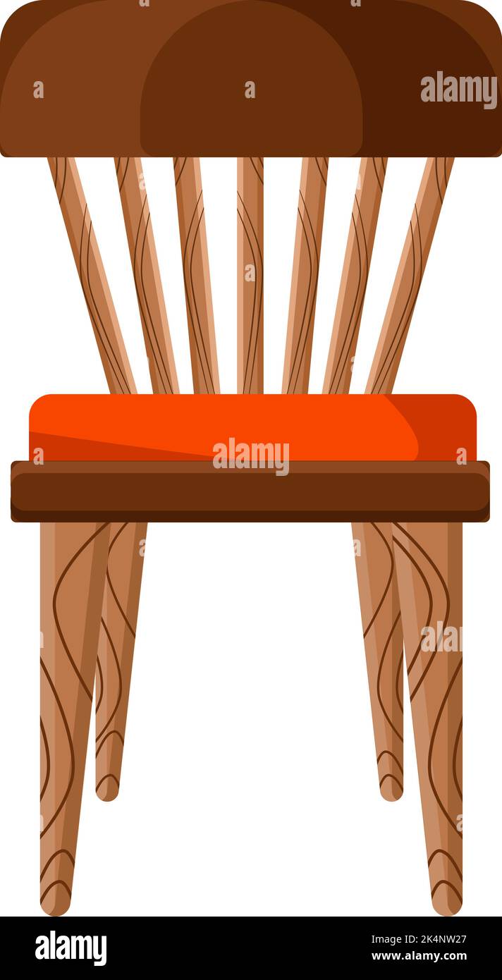 Simple wooden kitchen chair, illustration, vector on a white background ...