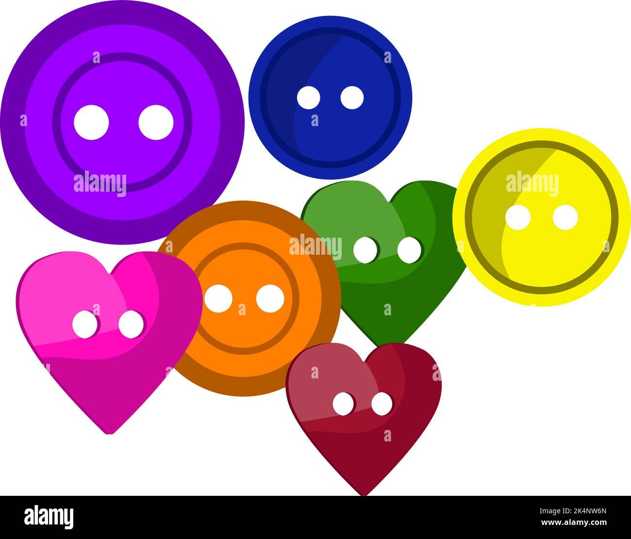 Interesting clothing buttons, illustration, vector on a white ...