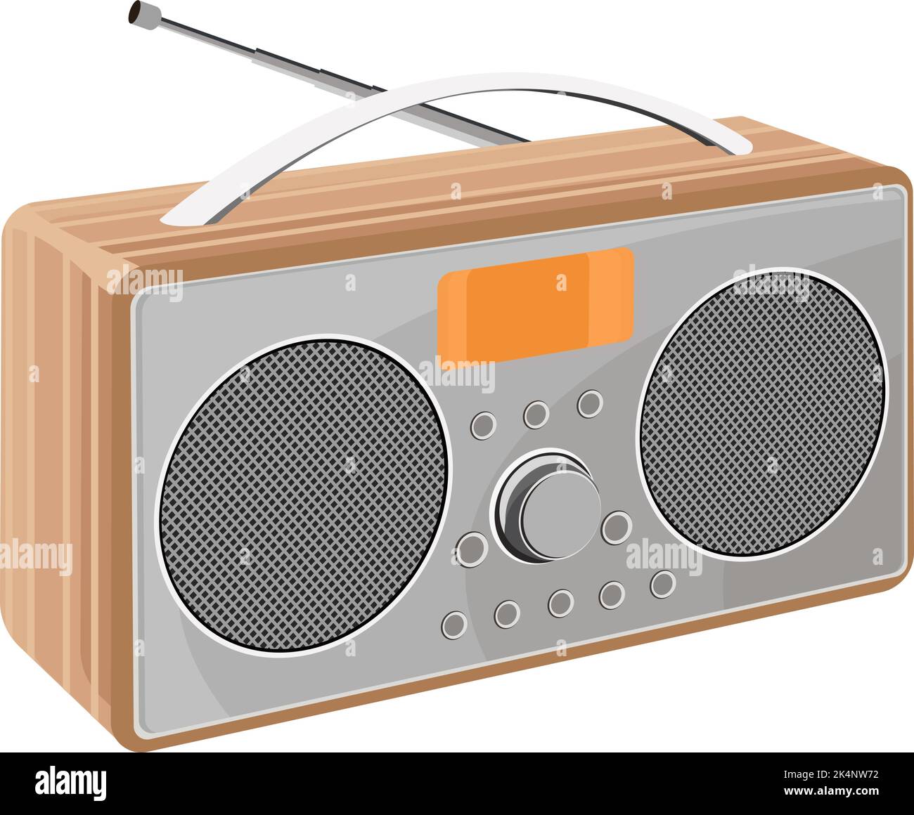 Retro radio, illustration, vector on a white background Stock Vector ...