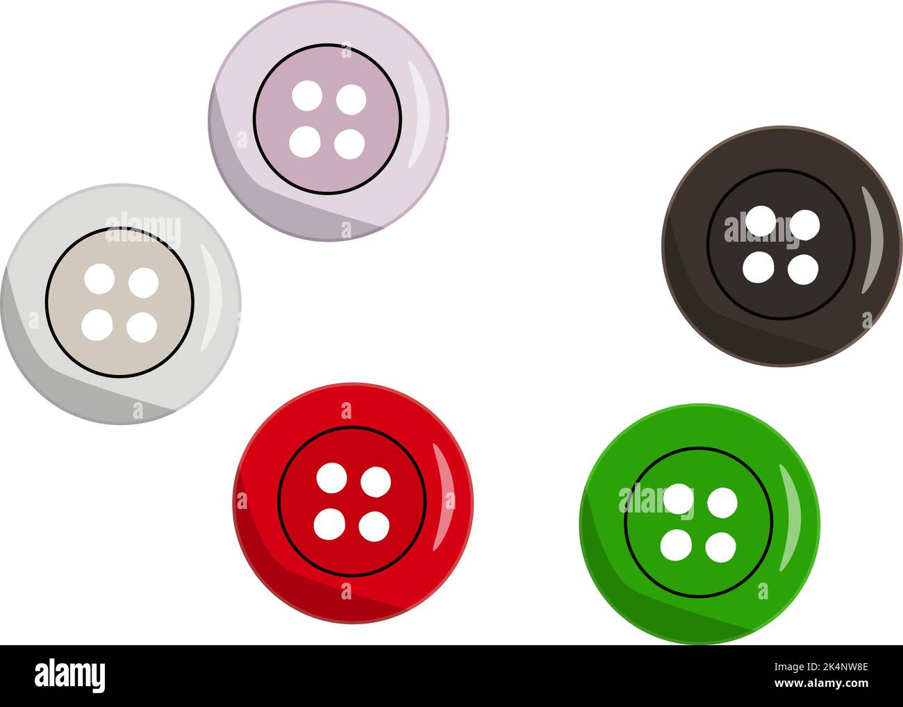 Plastic clothing buttons, illustration, vector on a white background ...