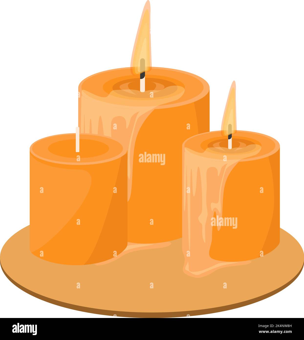 Orange candles, illustration, vector on a white background Stock Vector ...