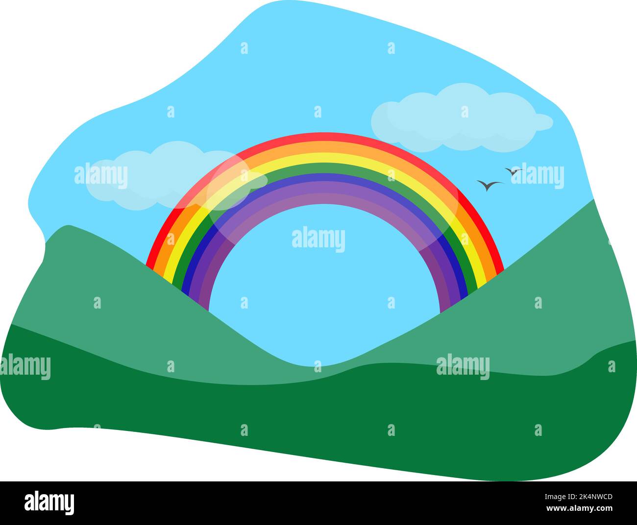Rainbow in field, illustration, vector on a white background Stock ...