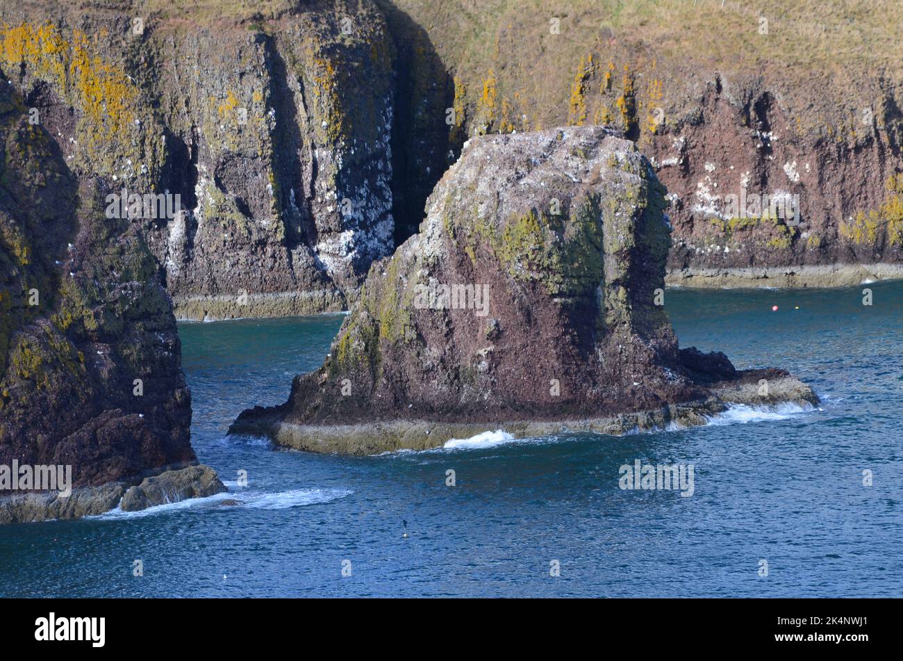 Sea cliffs along the coastal path for Dunottar Castle, Stonehaven ...