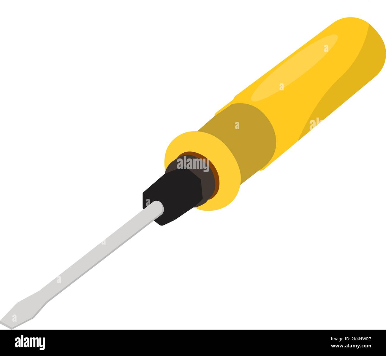 Yellow construction screwdriver, illustration, vector on a white ...