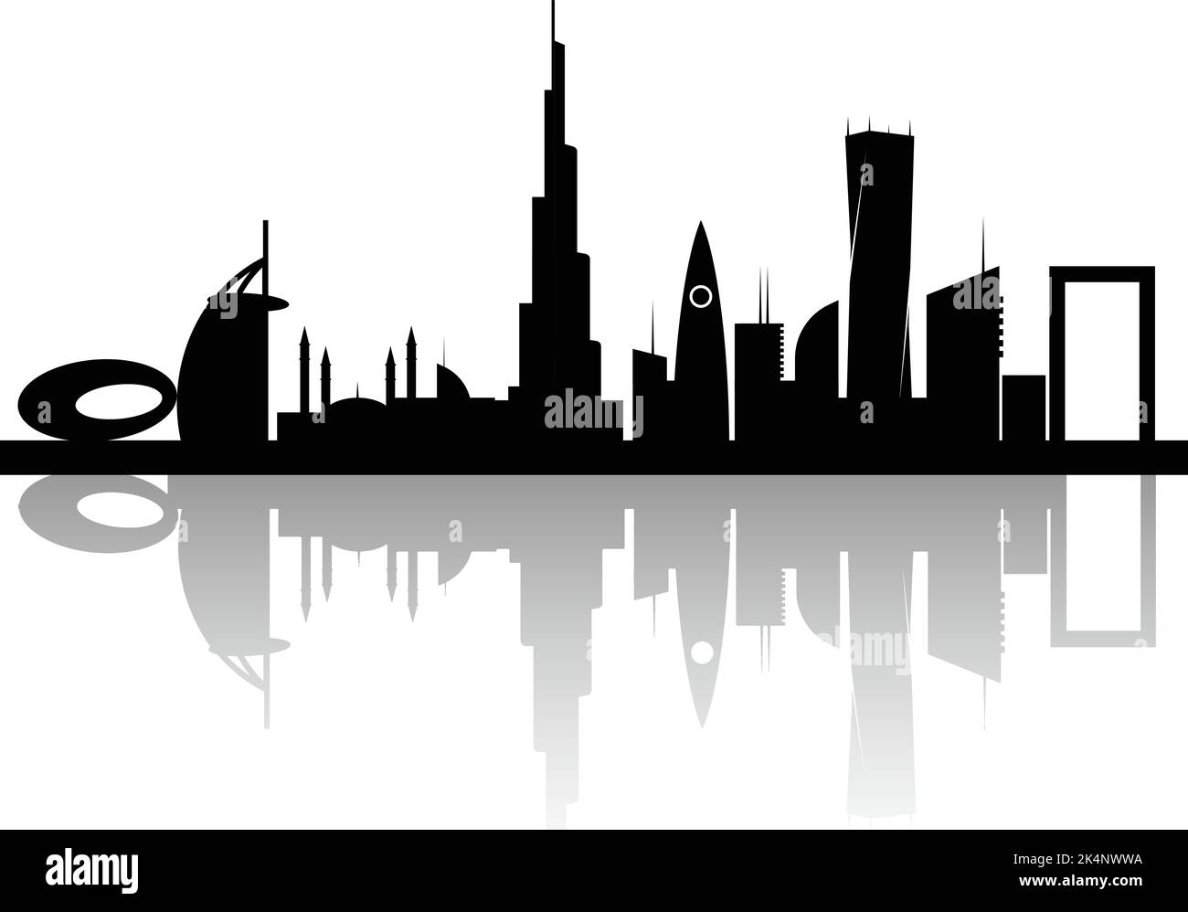 Dubai city skyline silhouette background, vector illustration Stock ...