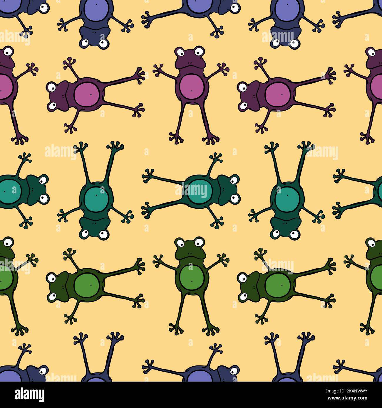 Animals cartoon seamless doodle frogs pattern for wrapping paper and ...