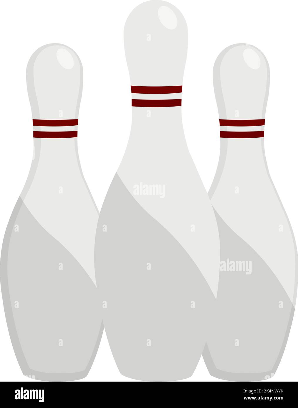 Three bowling pins, illustration, vector on a white background Stock ...