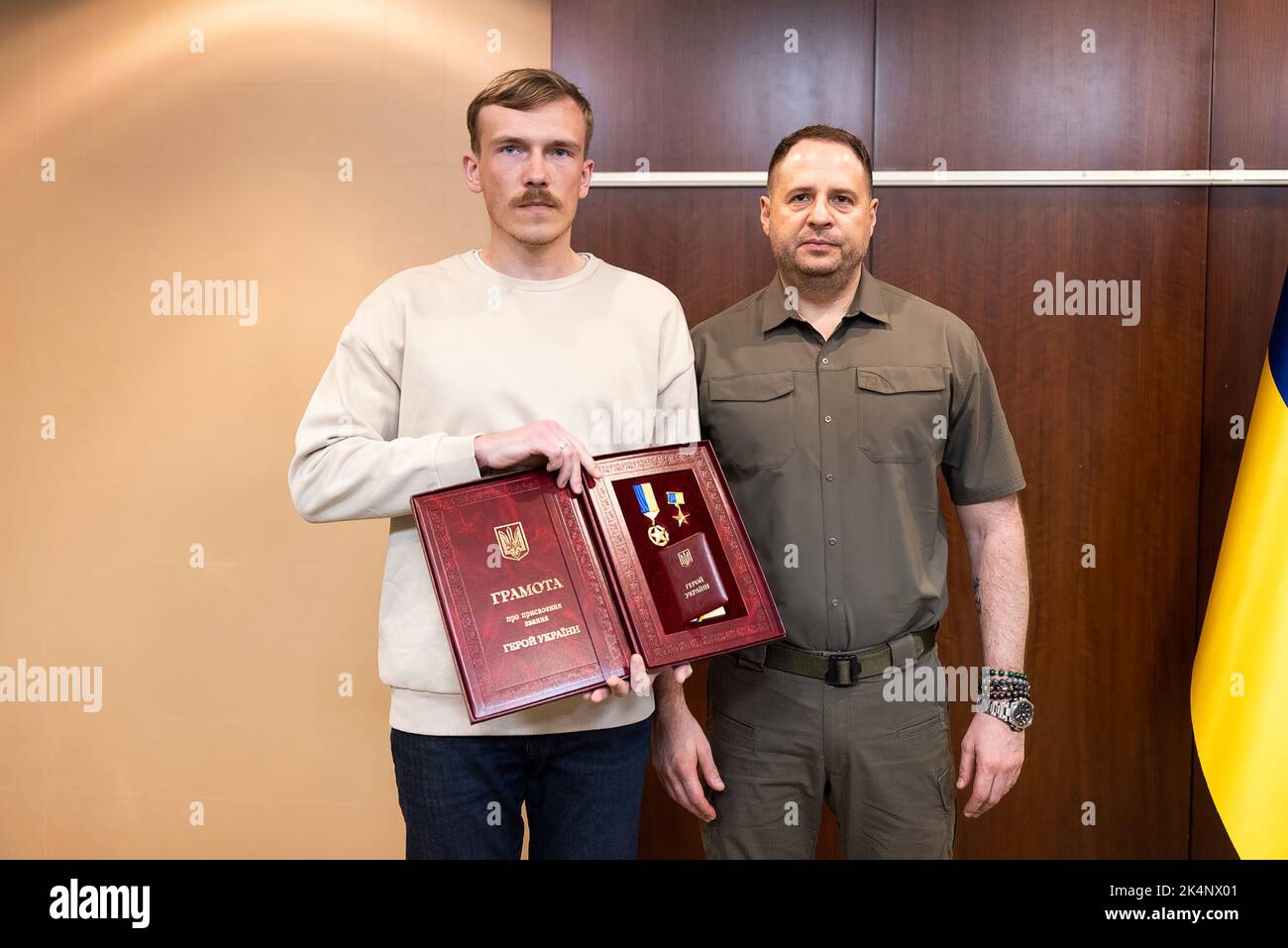 The Head of the Office of the Ukraine President, Andriy Yermak (wearing ...