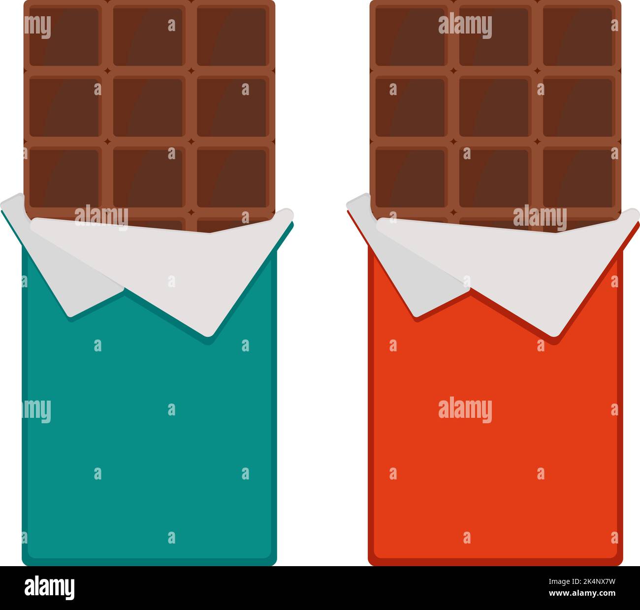 Two bars of chocolate, illustration, vector on a white background Stock ...