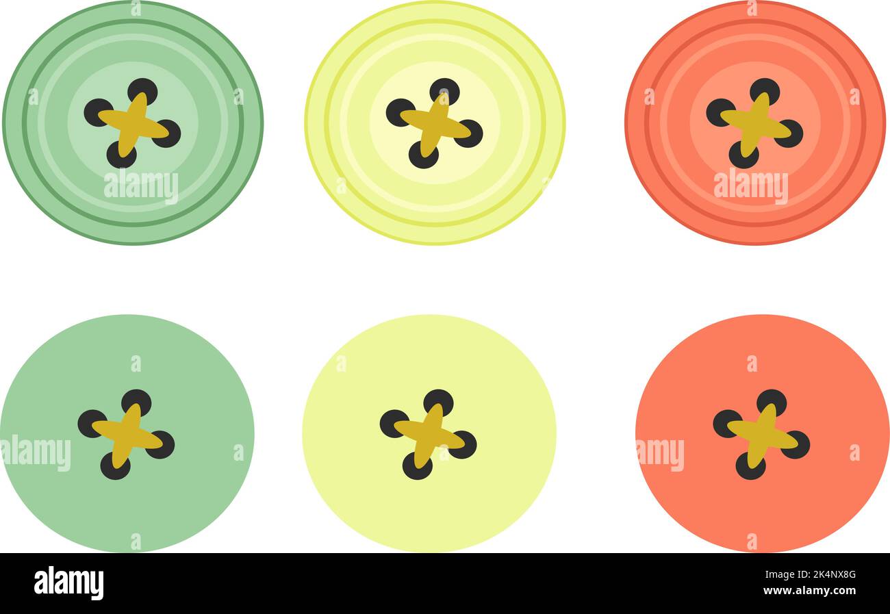 Fashionable buttons, illustration, vector on a white background Stock ...