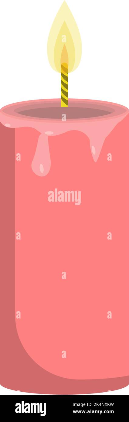 Pink burning candle, illustration, vector on a white background Stock ...